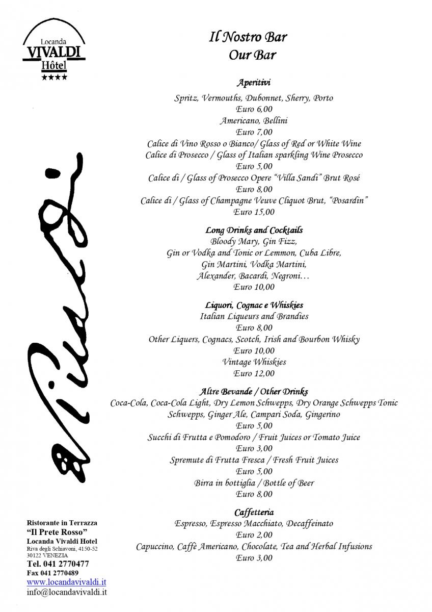 Menù | Locanda Vivaldi